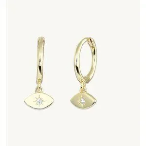 Jewelry | Dainty Evil Eye Huggie Earrings Gold Huggies Tiny Charm ...